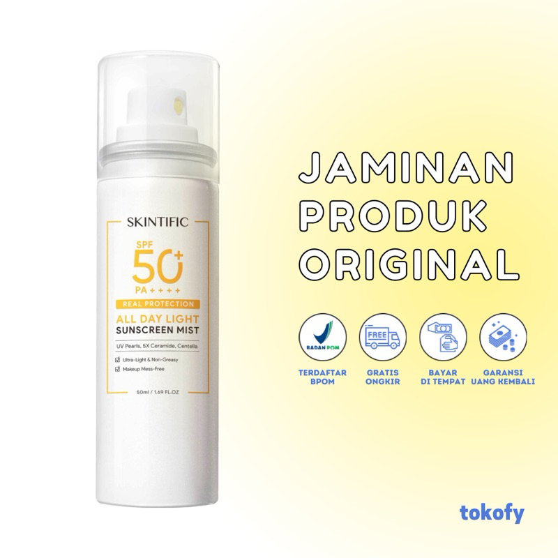Jual WAREHOUSE SALE - SKINTIFIC All Day Light Sunscreen Mist SPF 50 PA++++ | Shopee Indonesia