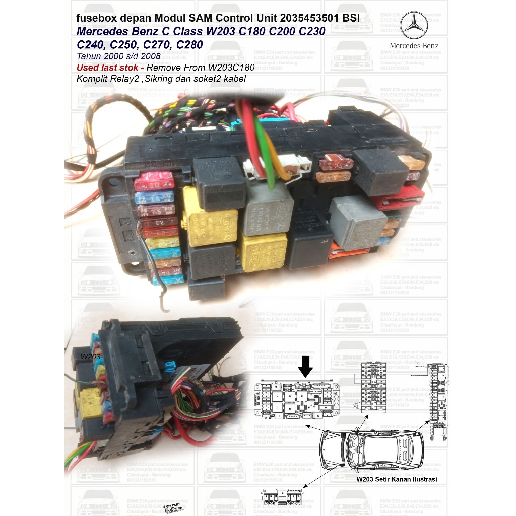 Jual fusebox sikring depan Modul SAM Control Unit Mercedes Benz W203 ...