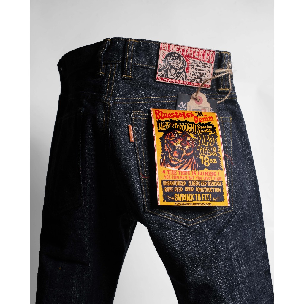 Jual Heavyweight Raw Selvedge Denim Pants - 18 oz Mad Tiger ...