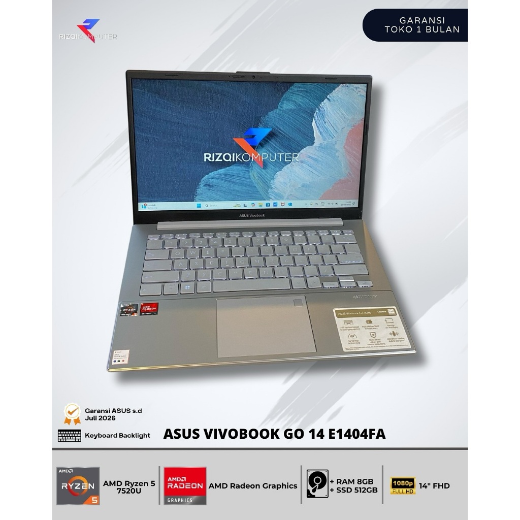 Jual Asus VivoBook GO 14 E1404FA AMD Ryzen 5 7520U Ram 8GB SSSD 512GB ...