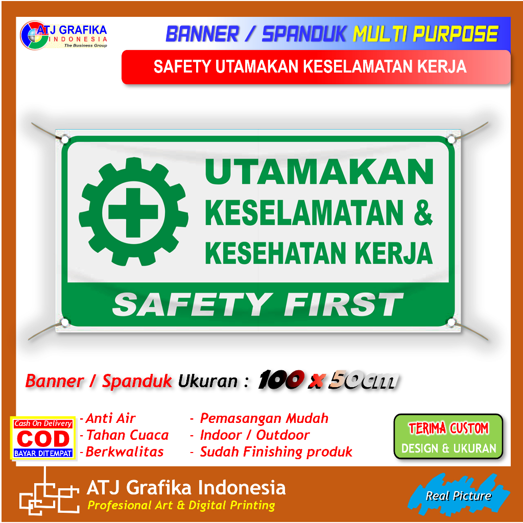 Jual Banner spanduk utamakan keselamatan kerja baner tulisan k3 safety ...