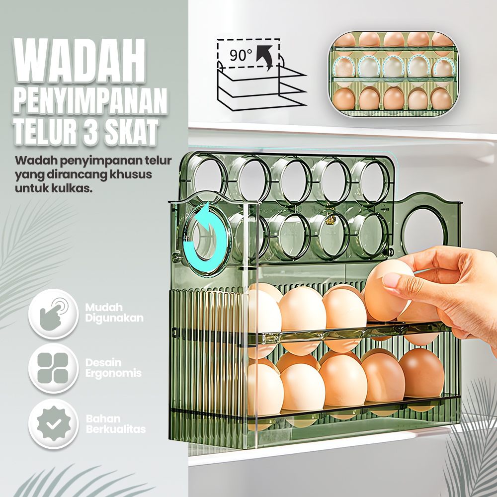 Jual Tempat Penyimpanan Telur 3 Tingkat Rak Egg Storage Box Organizer ...