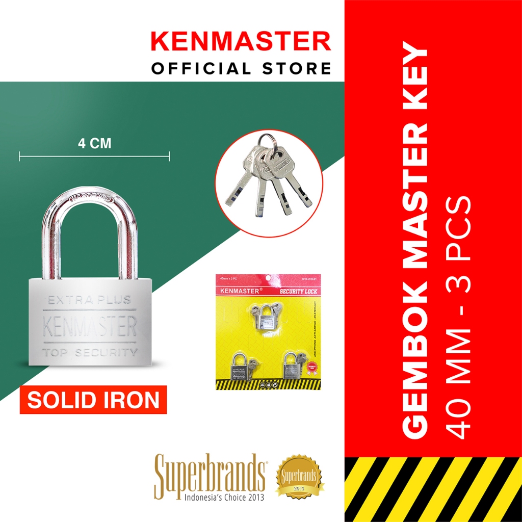 Jual Kenmaster Gembok Master Key 40mm x 3pc - GMBG029 | Shopee Indonesia