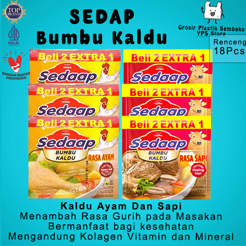 Jual Bumbu Kaldu SEDAP Ayam dan Sapi Renceng isi 18Pcs | Shopee Indonesia