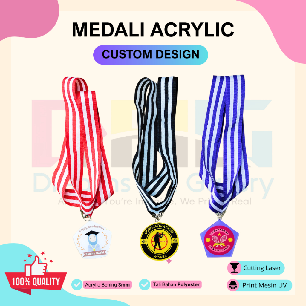 Jual Medali Kelulusan Sekolah / Medali Lomba / Medali Wisuda / Medali Custom Akrilik / Medali ...