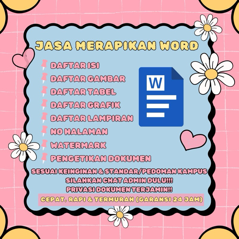 Jual JASA MERAPIKAN WORD | HALAMAN | DAFTAR ISI | DAFTAR LAMPIRAN | DAN ...