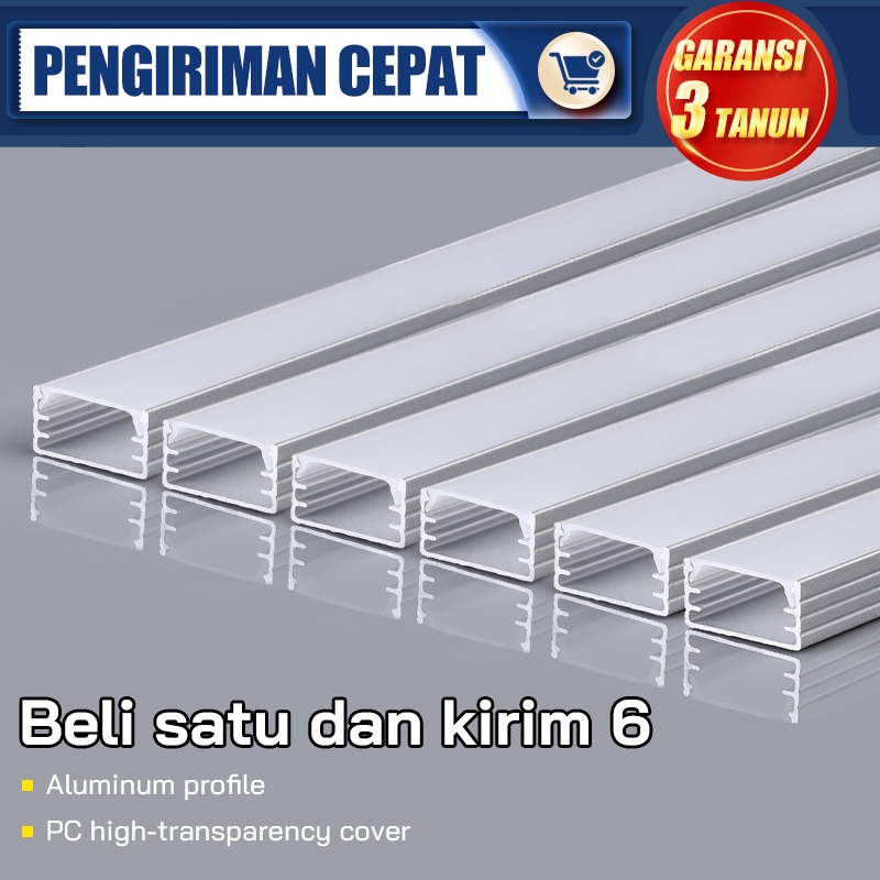 Jual LED Strip Aluminium Housing 1M Rigid Profile Cover (Silver ...