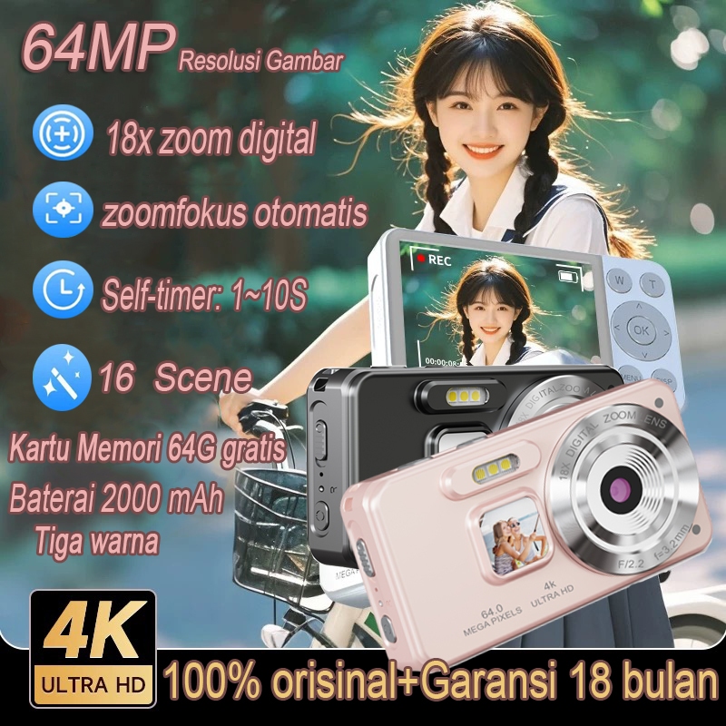 Jual Kamera Digital Pocket Ponsel 64MP ULTRA Digital Camera VLog 18X ...