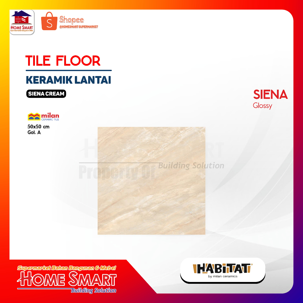 Jual Keramik Lantai Milan Siena Cream 50x50 Kw1 Motif Marble Glossy ...