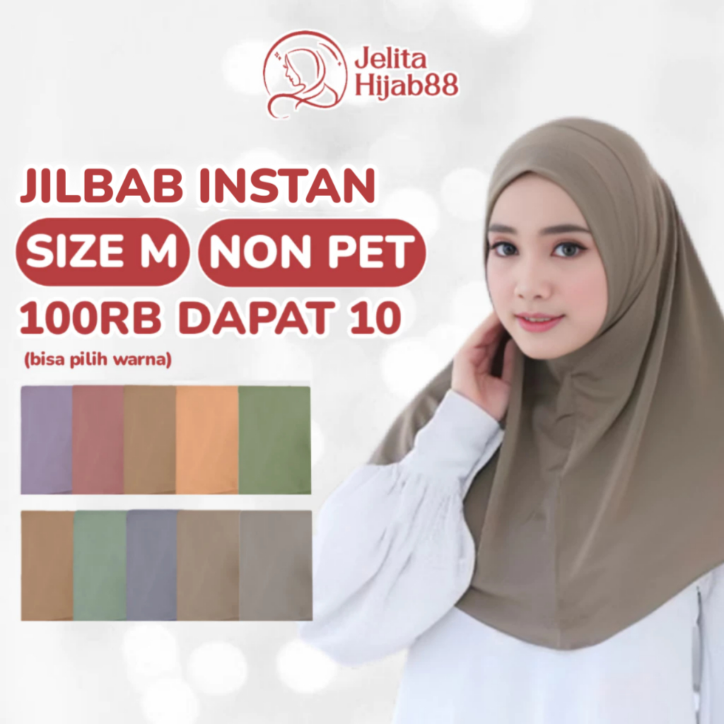 Jual (100Rb Isi 10) Jilbab Instan Kerudung Hijab Bergo Sport Non Ped Size M - Warna Lengkap ...