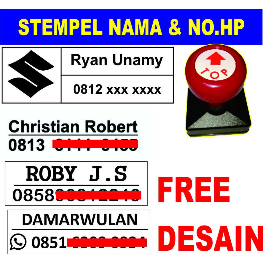 Jual Stempel nama dan nomor HP | Shopee Indonesia