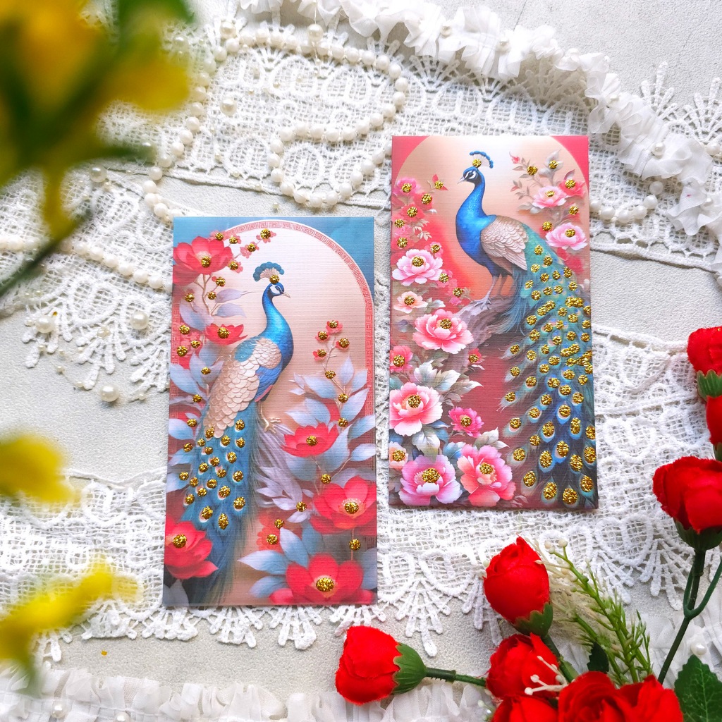 Jual Angpao Amplop Hongbao Premium Full Flowers peacock polos Amplop ...