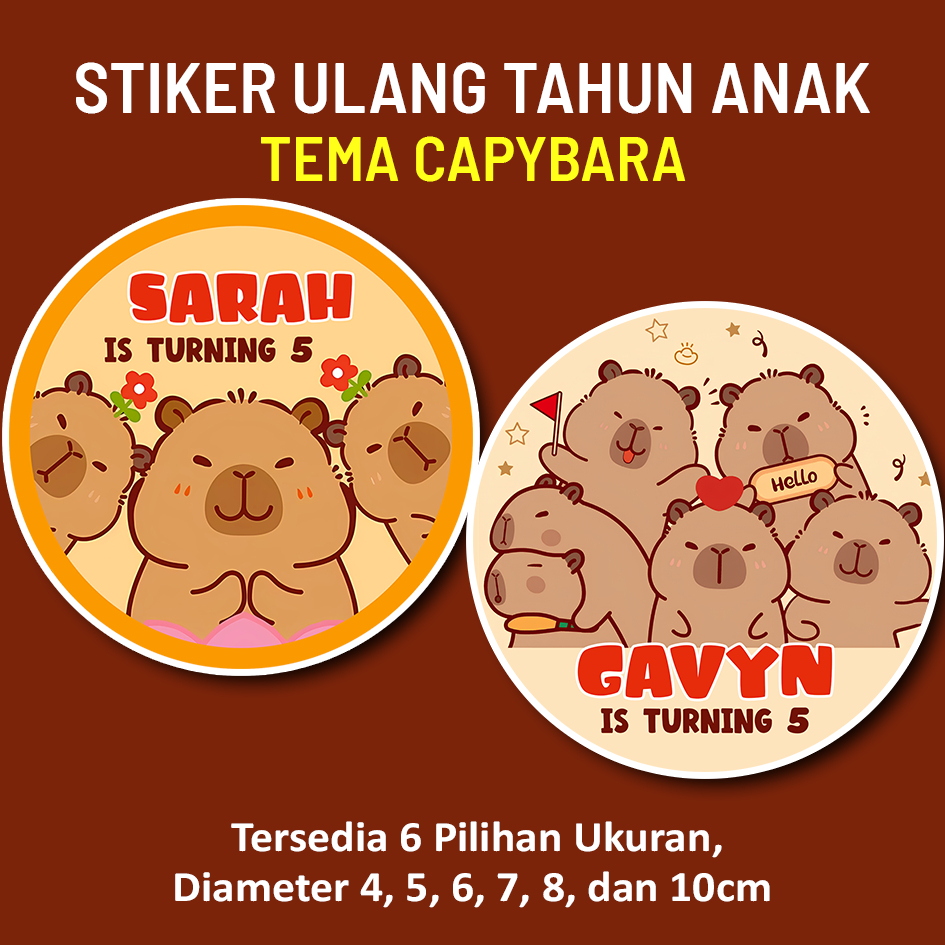 Jual STIKER ULANG TAHUN ANAK CAPYBARA STICKER LABEL BIRTHDAY KARAKTER ...