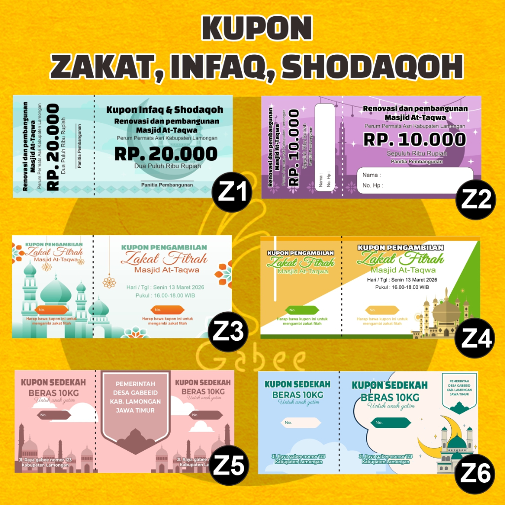 Jual KUPON ZAKAT INFAQ SHODAQOH SEDEKAH / KUPON ZAKAT FITRAH / KUPON ...