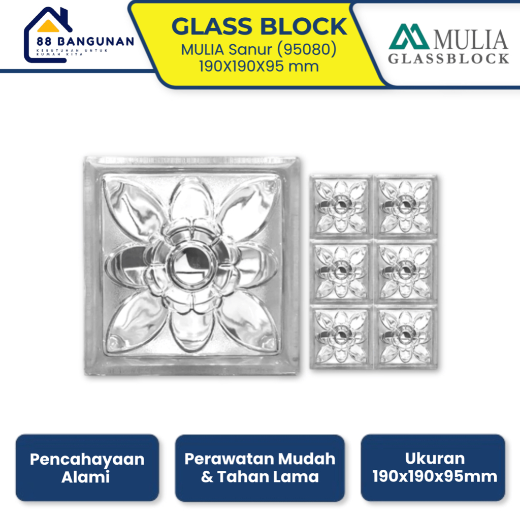 Jual Mulia Glass Block / Glass Blok Kaca Sanur 95080 20x20 Cm | 1 buah ...