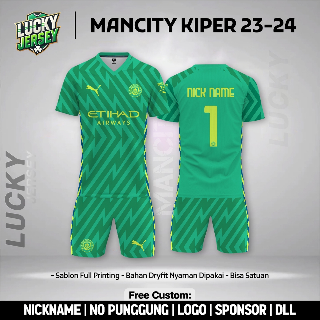 Jual Baju Bola Manchester City Kiper 2023 - 2024 Jersey Free Custom ...