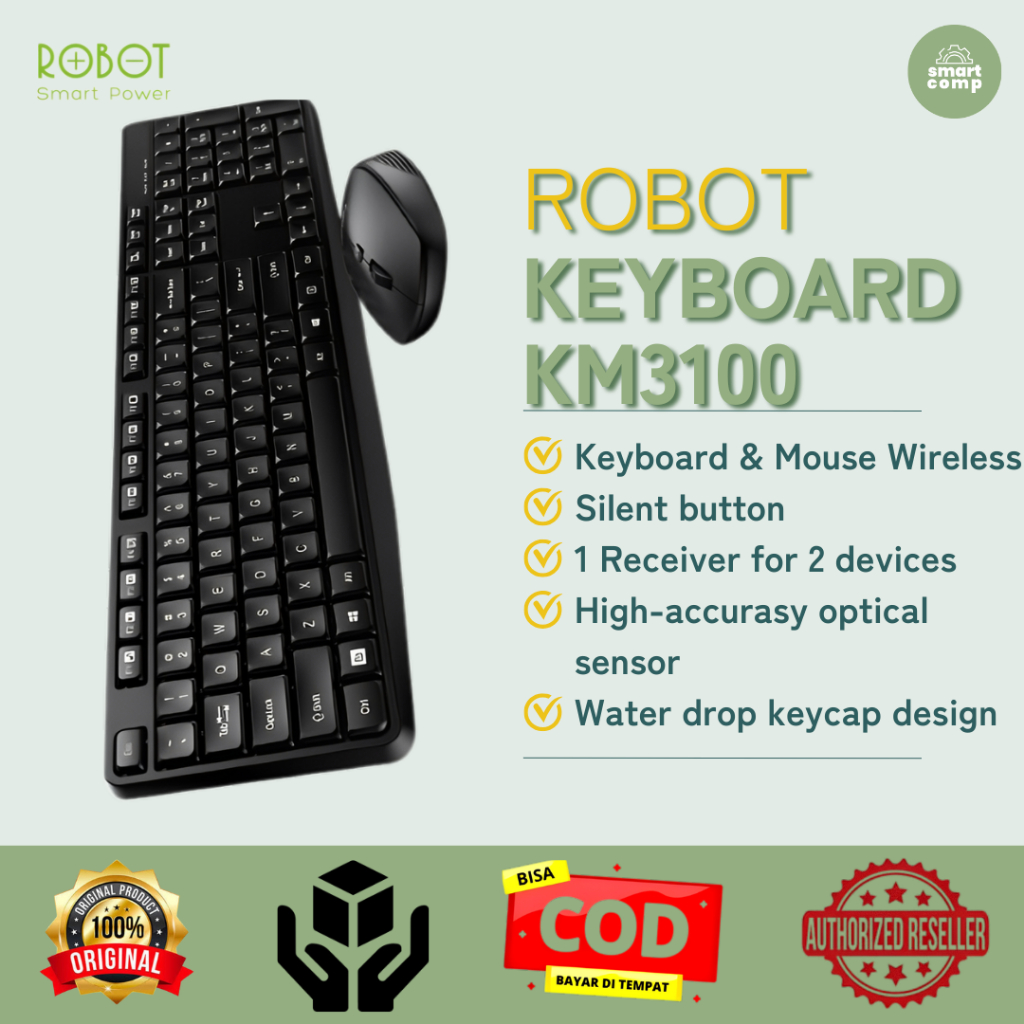 Jual ROBOT KM3100 Portable Mini Wireless Set Combo Keyboard and Mouse ...