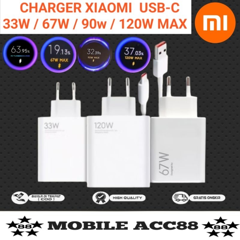 Jual CHARGER XIAOMI REDMI POCO USB TYPE C 33W - 67W - 90W - 120 WATT ...
