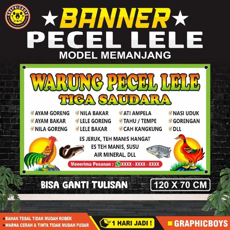 Jual Spanduk Banner Warung Pecel Lele Ukuran 120 X 70 Cm | Shopee Indonesia