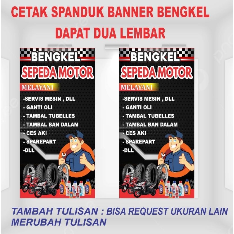 Jual CETAK SPANDUK BANNER BENGKEL SEPEDA MOTOR UKURAN 50 CM X 100 CM ...