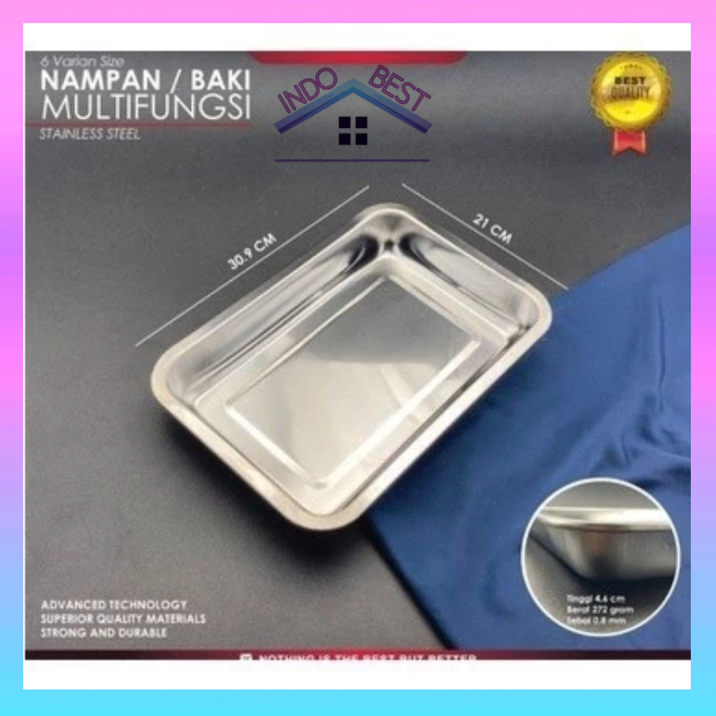 Jual Indoboss | Nampan Stainless Persegi | Baki Steel 32 x 22 Alat Saji ...