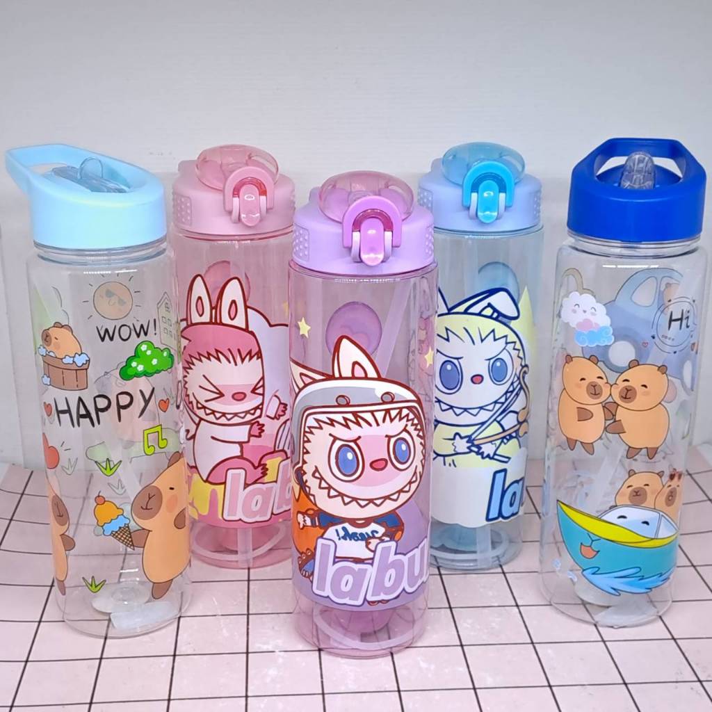 Jual Botol Minum Tumbler BPA Free 900 ML Viral Labubu The Monsters Capybara Hello Kitty Anak ...