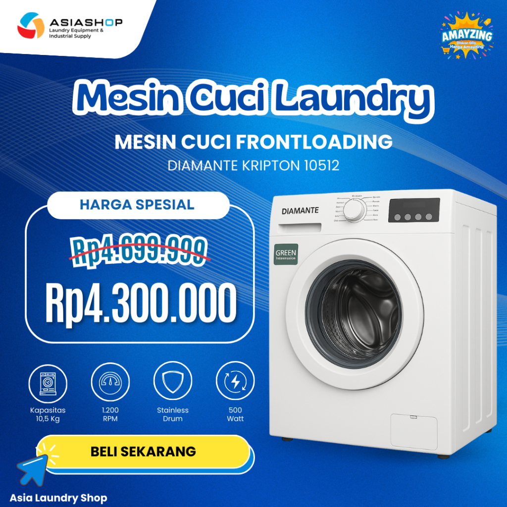 Jual Mesin Cuci Diamante Washer Frontloading Model Kripton 10512 Untuk ...