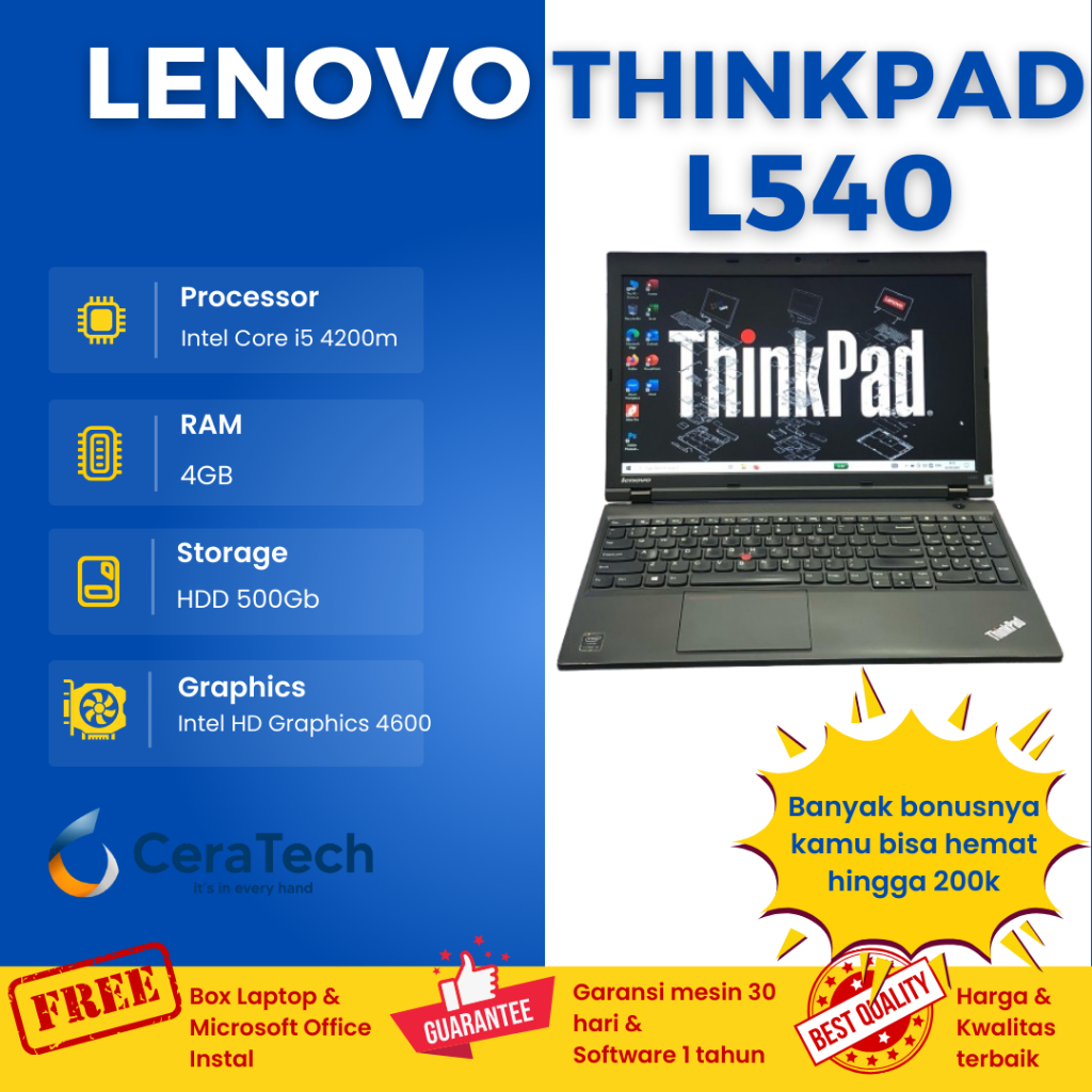 Jual Laptop Lenovo Thinkpad L540 - Core i5 4200m Ram 4GB HDD 500Gb | Shopee Indonesia