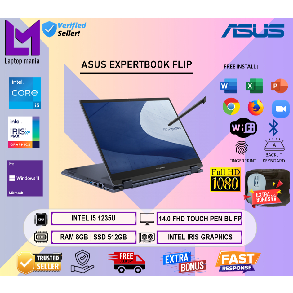 Jual Laptop Asus Expertbook Flip B3402FBA Intel I5 1235U 16GB 512GB 14. ...