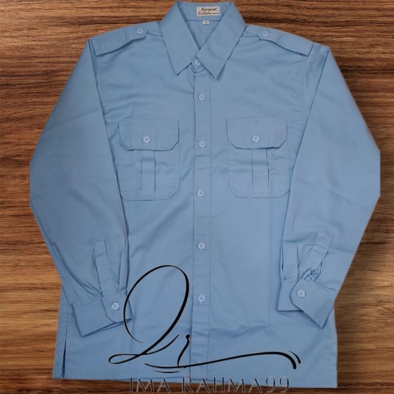 Jual kemeja PDH PDL seragam PDH PDL baju PDH PDL biru muda kantong 2 ...