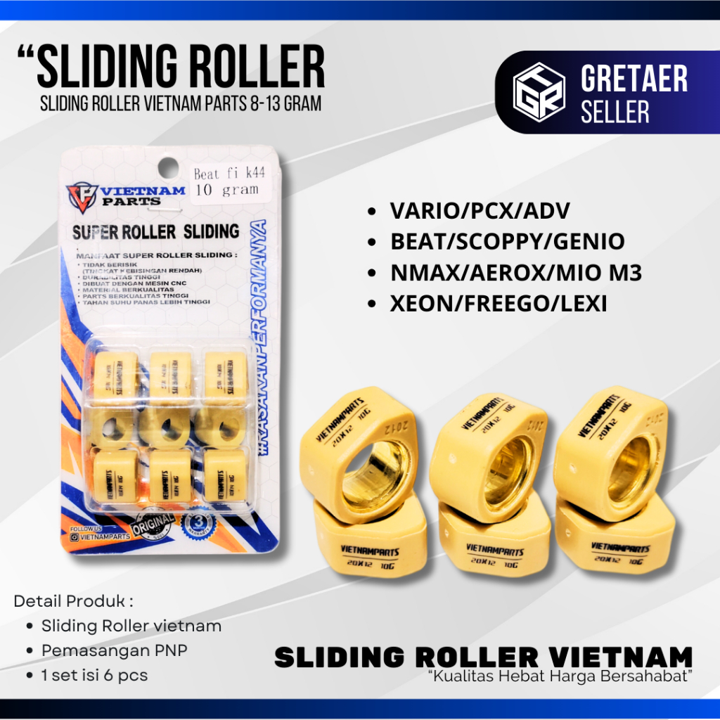 Jual Sliding Roller Nmax Aerox Lexi Xeon 125 150 155 Vietnam Parts ...