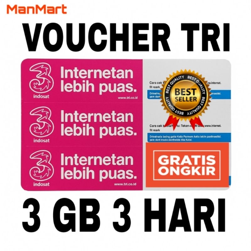 Jual VOUCHER TRI DATA HAPPY 3 GB 3 HARI ManMart | Shopee Indonesia