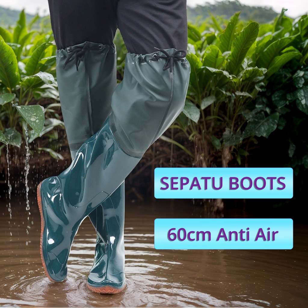 Jual Sepatu Boot Sawah Panjang Pria Anti Air Impor Waterproof Sepatu ...