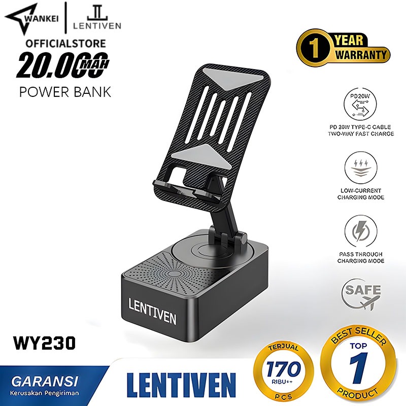 Jual WANKEI LENTIVEN PowerBank Foldable With Speaker Stand Handphone 3 ...