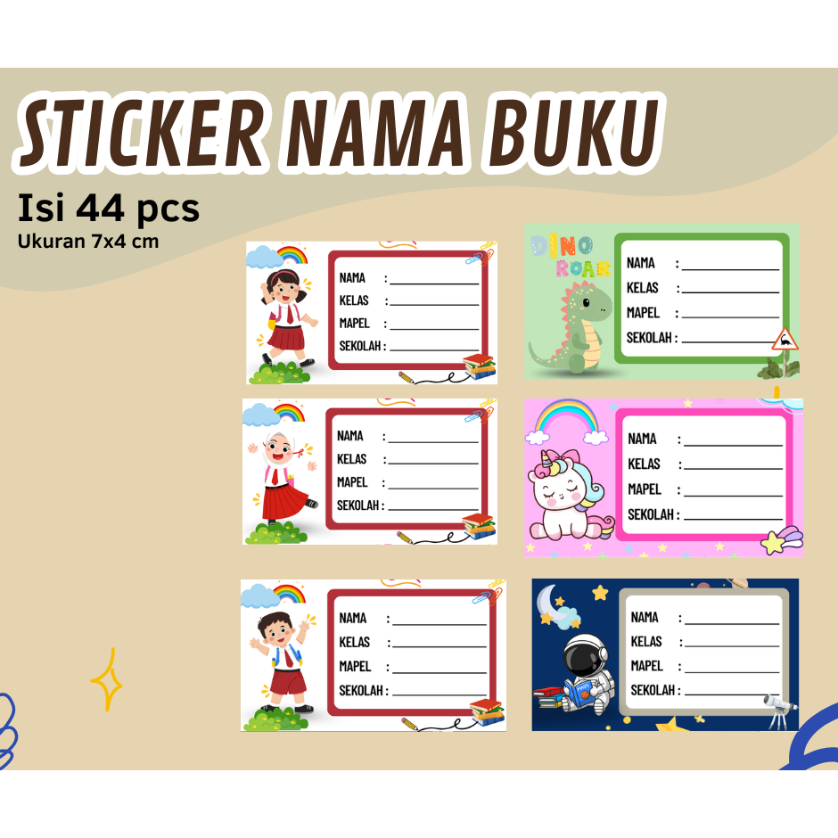 Jual Sticker Label Nama Buku Pelajaran Label Buku Stiker Mapel | Shopee ...