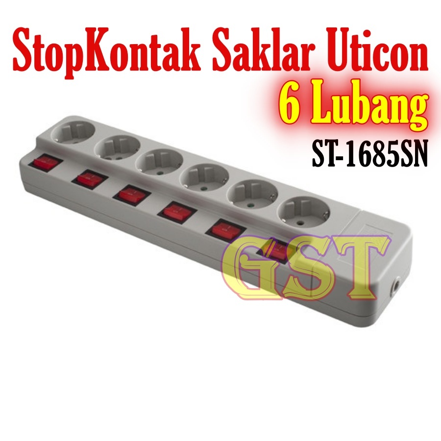 Jual Stopkontak saklar uticon 6 lubang ST-1685SN stop kontak | Shopee ...