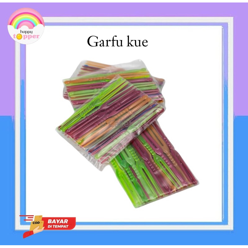 Jual Garfu untuk kue / Garfu plastik / Garfu warna isi 20 | Shopee ...