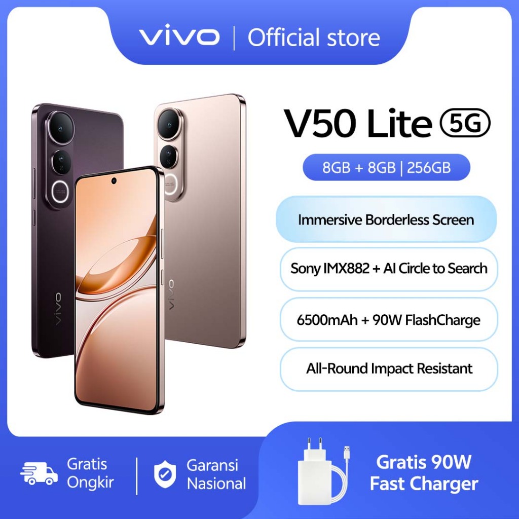 Jual [NEW LAUNCH] vivo V50 Lite 5G (8/256) Borderless Immersive Screen, Sony IMX882, 6500mAh ...