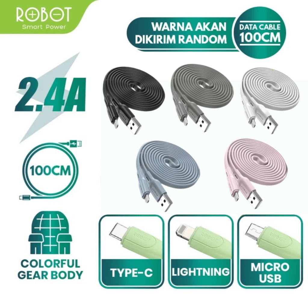 Jual (ECER) ROBOT KABEL DATA RGM/RGC/RGL MICRO USB TYPE-C LIGHTNING 1M ...