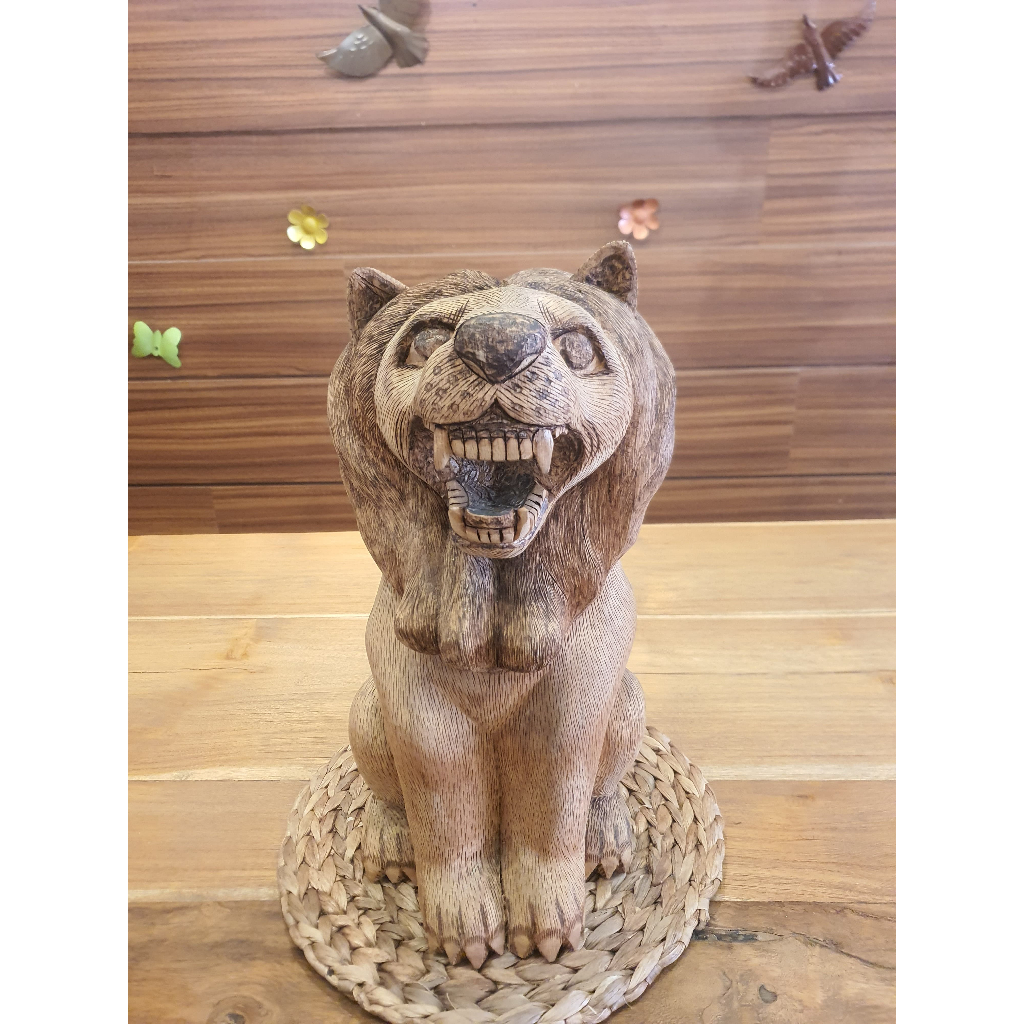 Jual Pajangan Singa Duduk Ukuran 40 cm Bahan Kayu | Shopee Indonesia