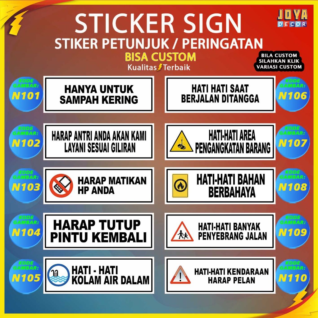 Jual Sticker Stiker Petunjuk Warning Pengumuman hanya untuk sampah kering harap tutup pintu ...