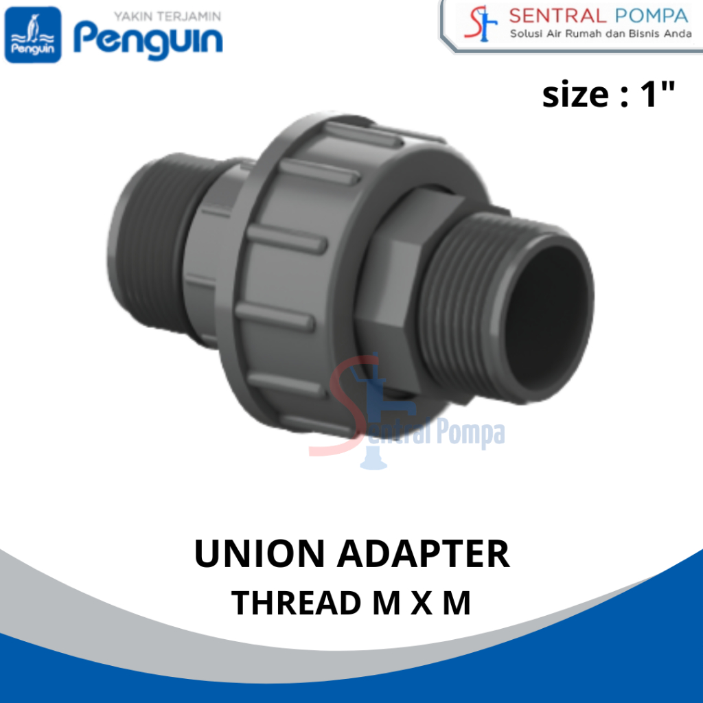 Jual Union Adapter Thread Penguin MxM 1 Inch Watermur drat luar Water ...