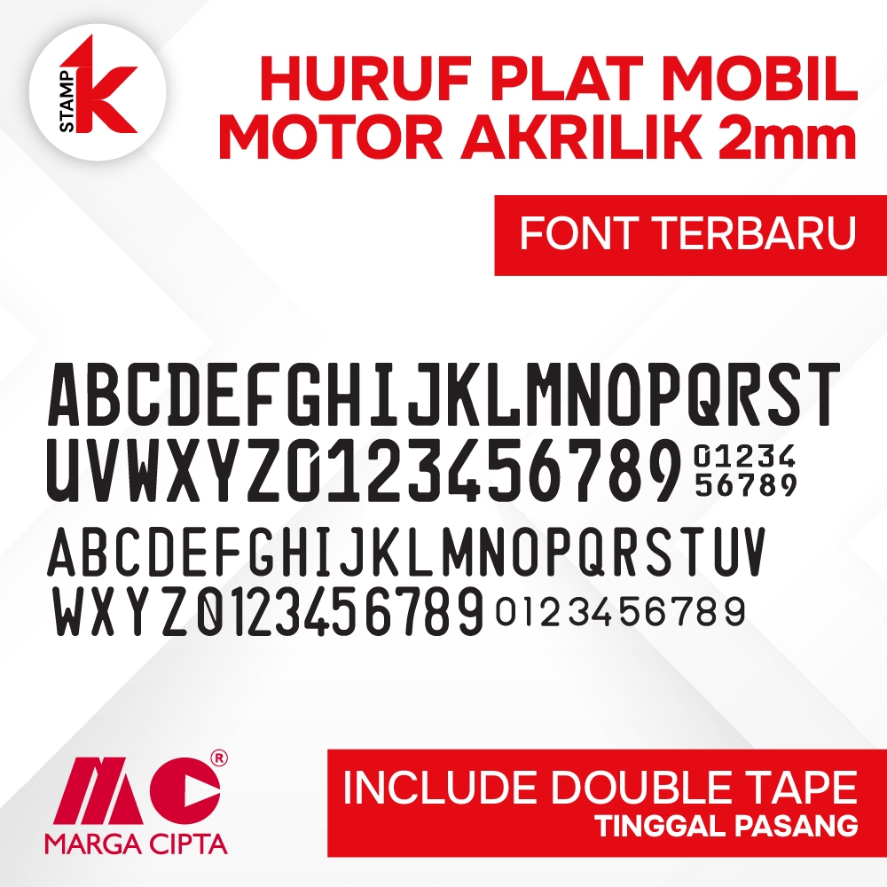 Jual Huruf Timbul Plat Nomor Mobil Motor Akrilik Marga Cipta 2mm Font ...