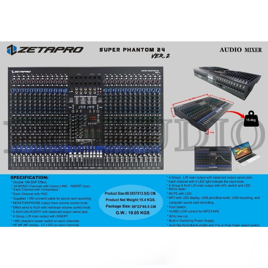 Jual MIXER AUDIO ZETAPRO 24 CHANNEL SUPER PHANTOM 24 VER.2 / SUPER PHANTOM 24 VER 2 / SUPER ...