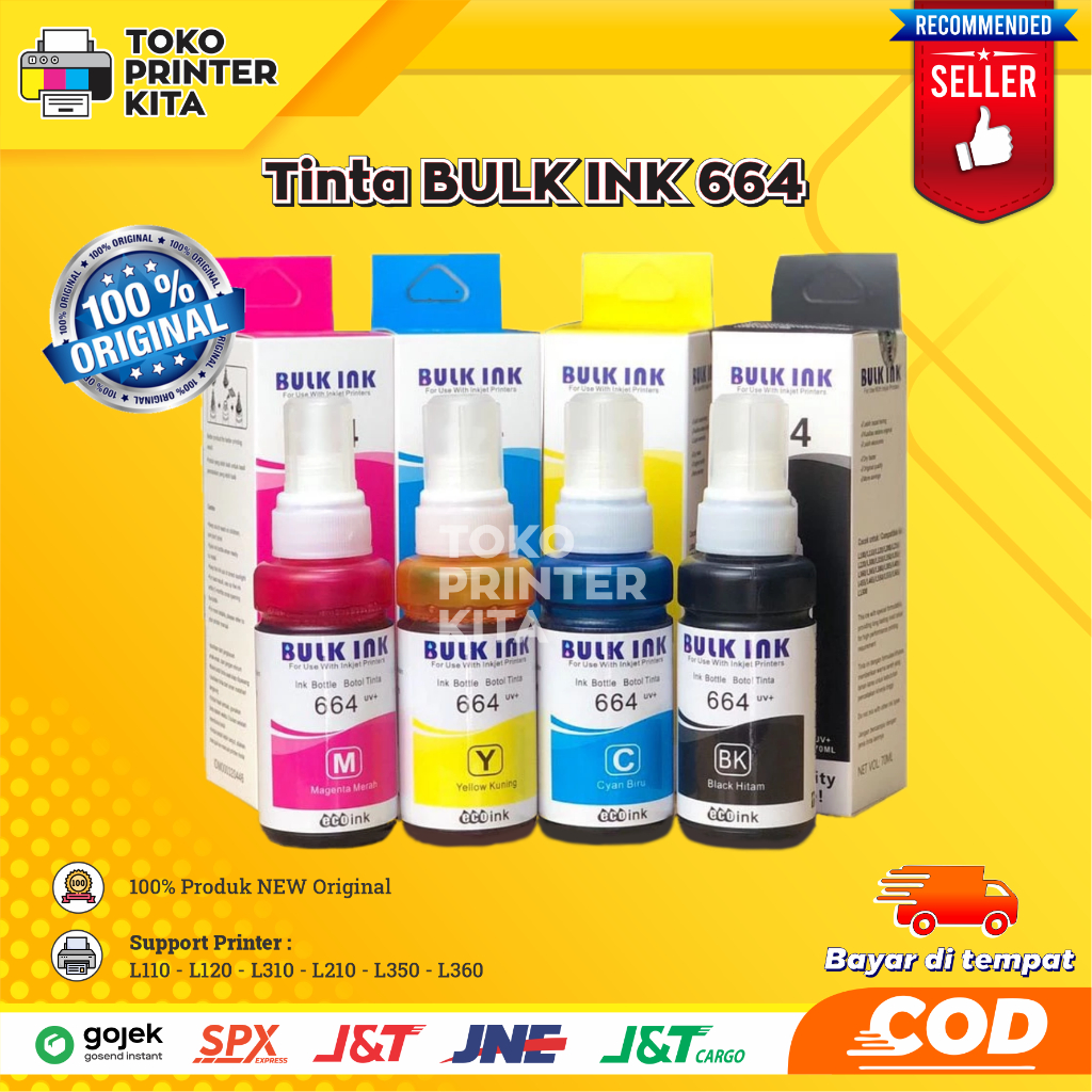 Jual Tinta Bulk ink 664 untuk EPSON L110 L120 L121 L220 L310 L360 ...