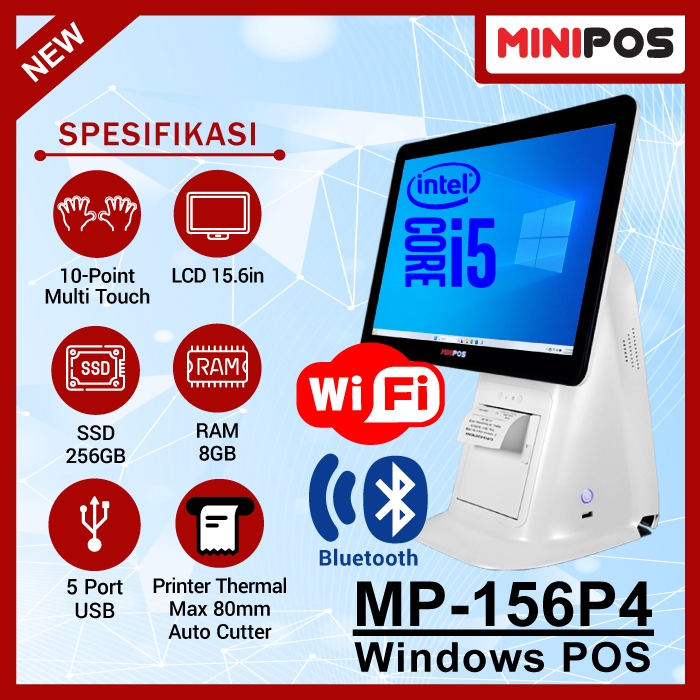 Jual POS Windows Mesin Kasir MINIPOS MP-E156P4 Built-In Printer 80mm Auto Cutter Multi Touch ...