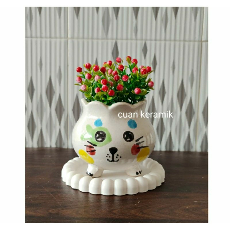 Jual POT/VAS BUNGA KERAMIK KUCING LUKIS (BAWAH ADA LUBANG) | Shopee ...