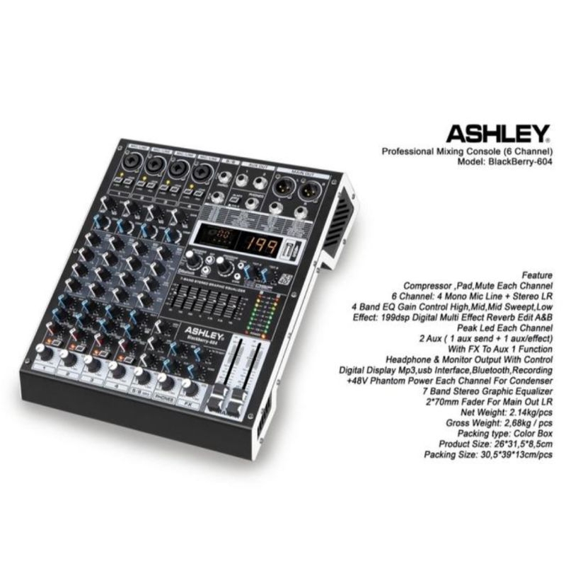 Jual Mixer Ashley BlackBerry 604 Compressor 199 Dsp 6 Channel ORIGINAL ...
