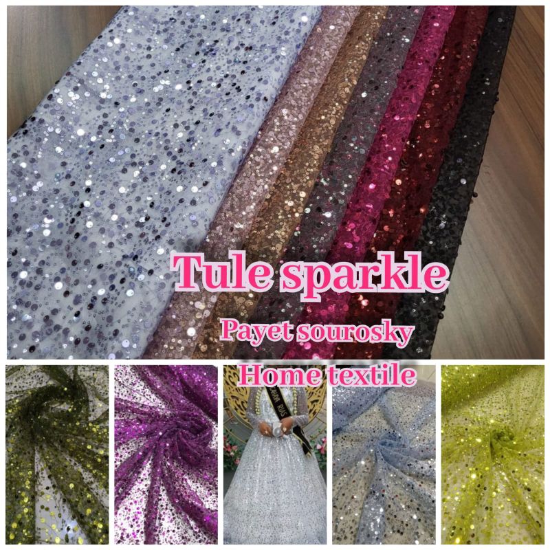 Jual kain tile sequin / bahan tile sequin separkle / kain kebaya pesta ...
