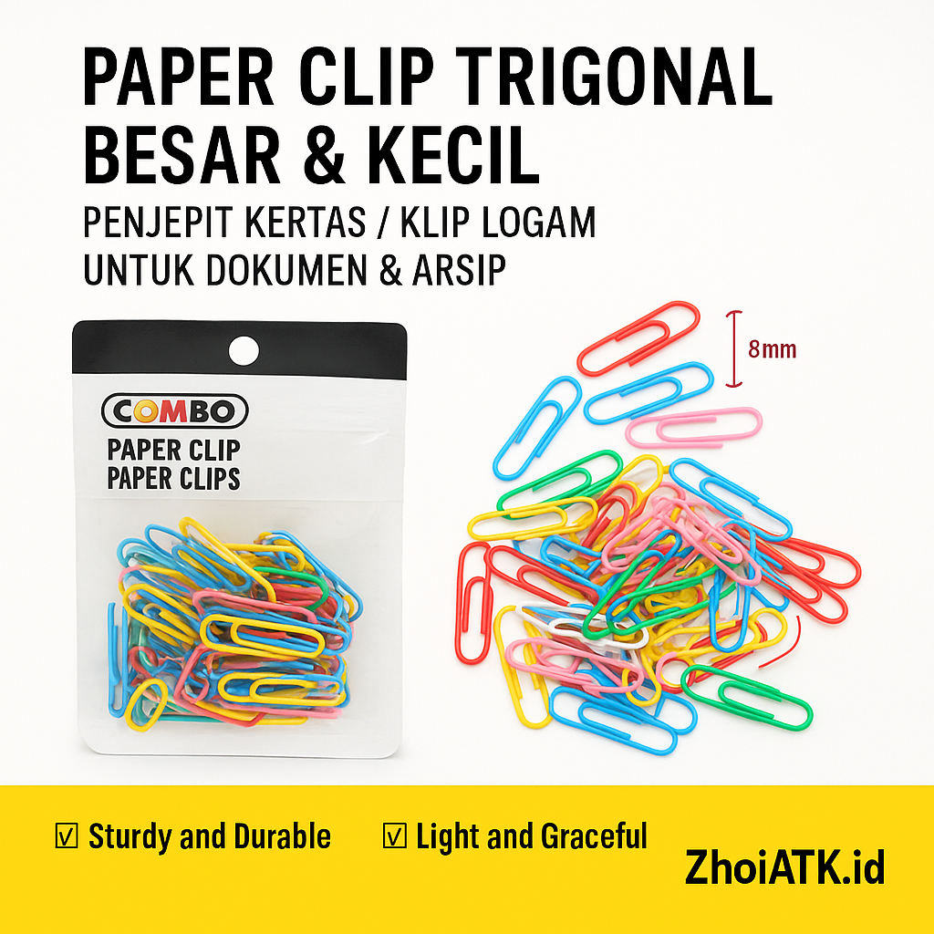 Jual PAPER CLIP TRIGONAL BESAR & KECIL | PENJEPIT KERTAS / KLIP LOGAM ...